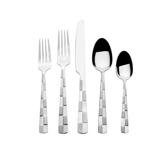 International Silver 20-Piece Checkered Frost Flatware Set - Bed Bath ...