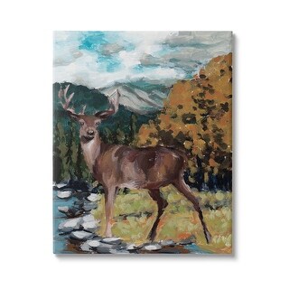 Stupell Rustic Wildlife Deer Painting Canvas Wall Art by Melissa Wang ...