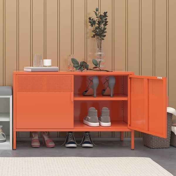 Free Standing Metal Storage Locker Cabinet with Adjustable Shelves ...