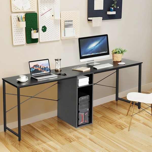 79 Inch Double Workstation Desk 2 Person Computer Desk w Storage Cubes ...