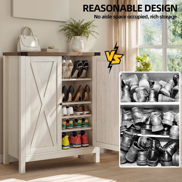 Moasis 5 tier 20 Pair Shoe Storage Cabinet with Double Doors for Entryway On Sale Bed Bath Beyond 40269423