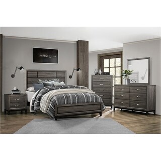 Sondra 4 Piece Gray Modern Panel Bedroom Set - Bed Bath & Beyond - 39104119
