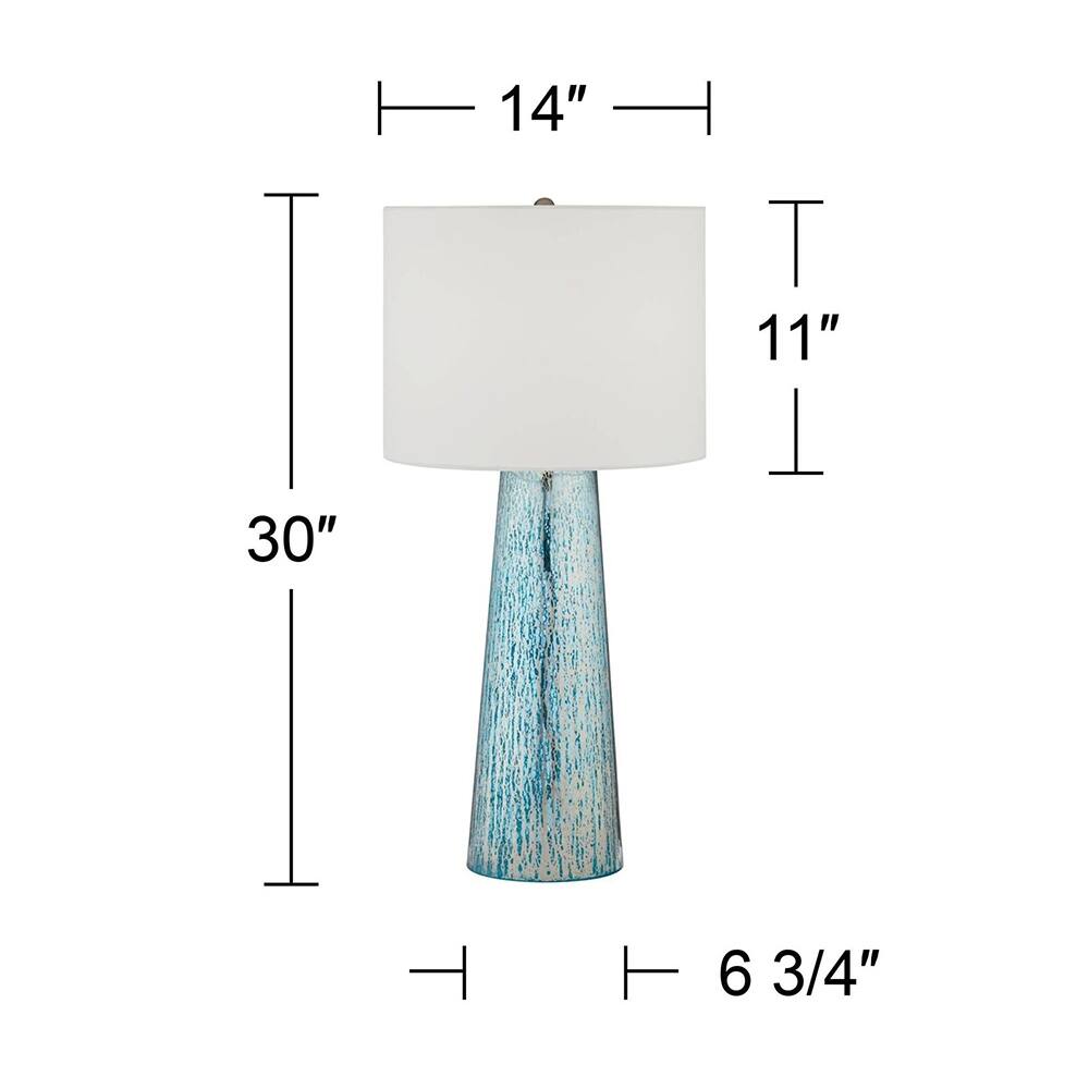 Set of 2 Coastal Table Lamps Mercury Glass Column - 14" x 30" - Bed ...