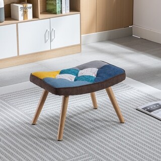 Wooden Step Ottoman, Small Cushion Foot Stool with Non-slip Pad - Bed ...