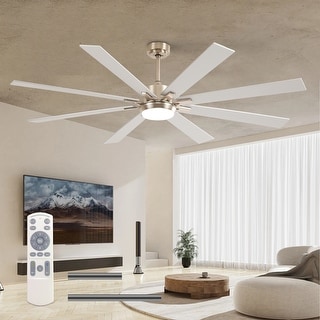 72 Inch Ceiling Fan With Light Kit 3 Color Dimmable LED, DC 6 Speed,8 ...