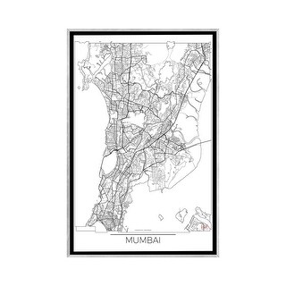 iCanvas "Mumbai Minimal Urban Blueprint Map" by Hubert Roguski Framed ...