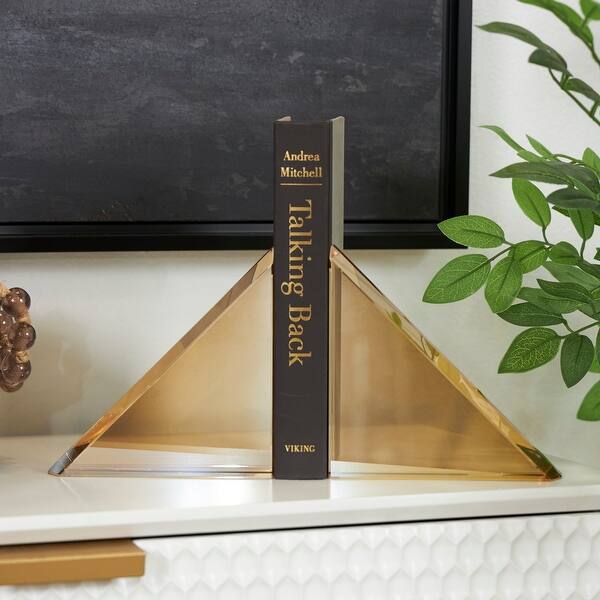 Gold Crystal Pyramid Shaped Geometric Decorative Bookends (Set of 2 ...