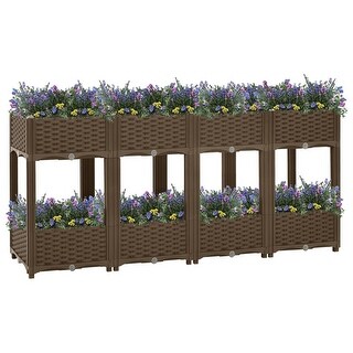 Plastic Raised Garden Bed, Flower Box Kit with 2 Shelves, PP Grow ...
