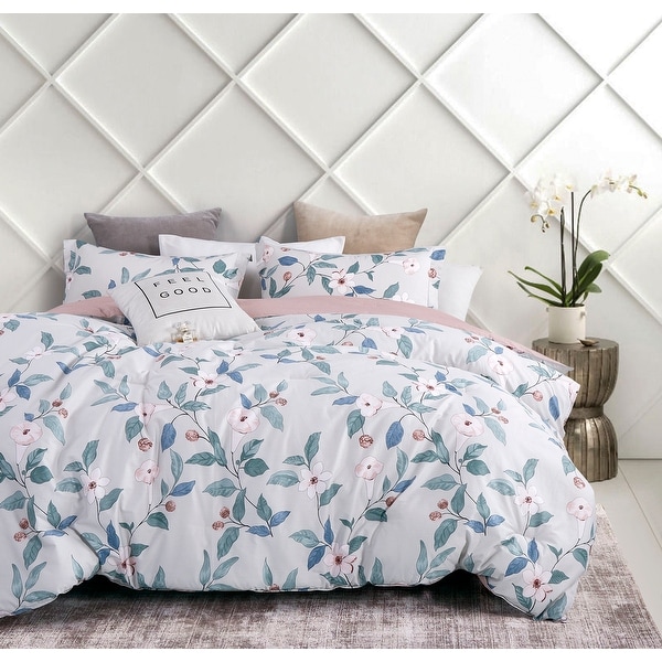 Reversible Floral Striped Comforter Set For Bedroom - Bed Bath & Beyond ...
