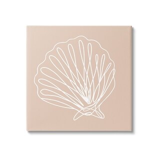 Stupell Clam Shell Squiggle Doodle Tan Sea Life Canvas Wall Art, Design ...