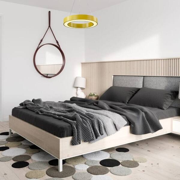 LED Round chandelier light Yellow light fixture Aluminum acrylic ...