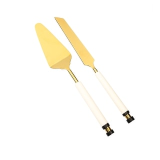 Set of 2 Gold Cake Servers with White Stone Handle Insert - Bed Bath & Beyond - 42580275