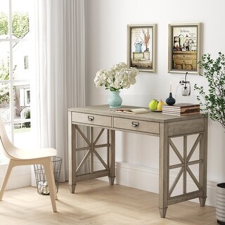 American Solid Wood Square Desk Dressing Table with Two Drawers - Bed ...