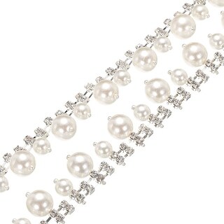 2Yard Pearl Rhinestone Trim,Rhinestone Applique Chain Trim for DIY ...
