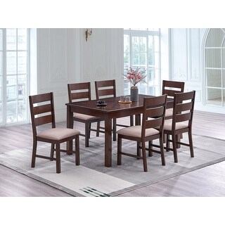 7pcs Dining Set Table with 6 x Side Chairs Melamine Table Top Fabric ...
