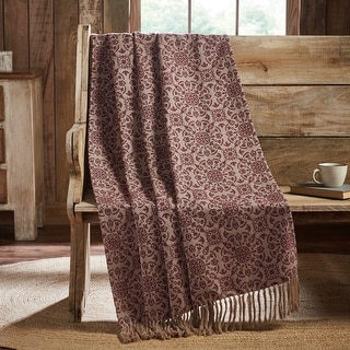 Custom House Burgundy Tan Jacquard Woven Throw 50x60 - Bed Bath ...