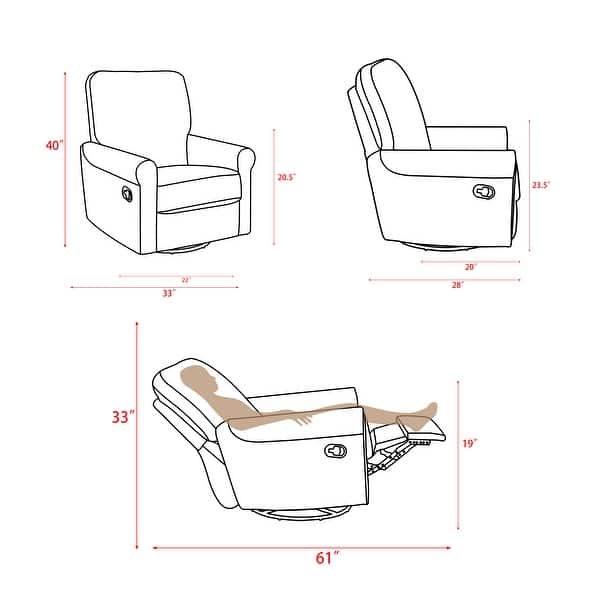 Heido 360 Degree Swivel Glider Manual Recliner Leisure Chair Set of 2 ...