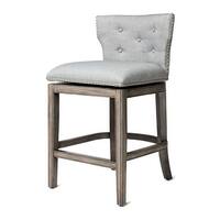Maven Lane Hugo Counter Stool, Reclaimed Oak Finish & Ash Grey Fabric ...