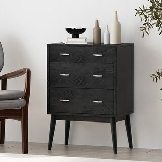 3 Drawer Nightstand Black Large Night Stands with Drawer 19 Inch Modern ...