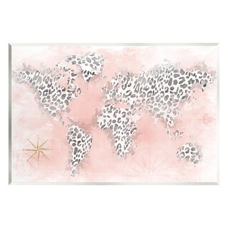 Stupell Glam Cheetah Animal Pattern Continent Shapes Map Wood Wall Art ...