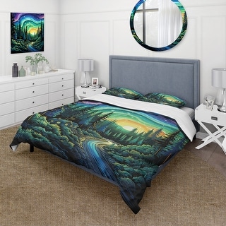 Designart "Northern Lights magic landscape" Northern Lights Bedding ...