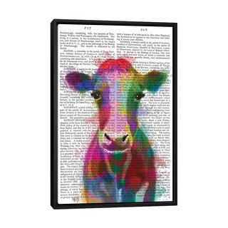 iCanvas "Rainbow Splash Cow, Print BG" by Fab Funky Framed - Bed Bath ...