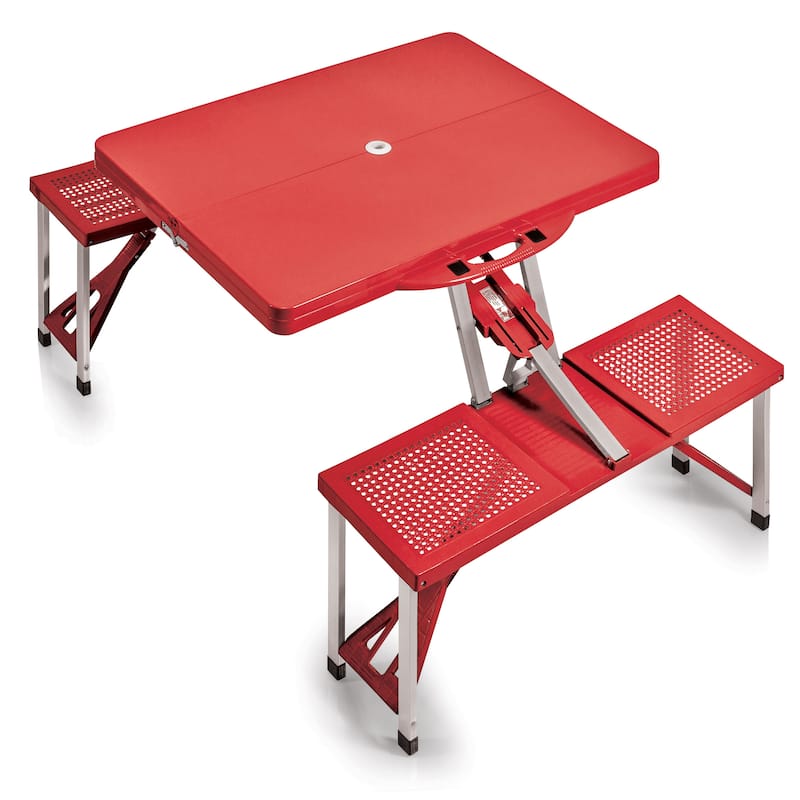 Picnic Time Red Folding Table with Seats - N/A - Overstock - 4869973