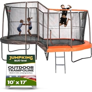 10x17 ft Multi-Level Oval Trampoline Combo - Dual-Height Jump Zones ...