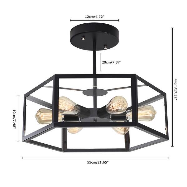 OYIPRO-Modern Industrial 6-Light Square Semi Flush Mount Ceiling Light ...