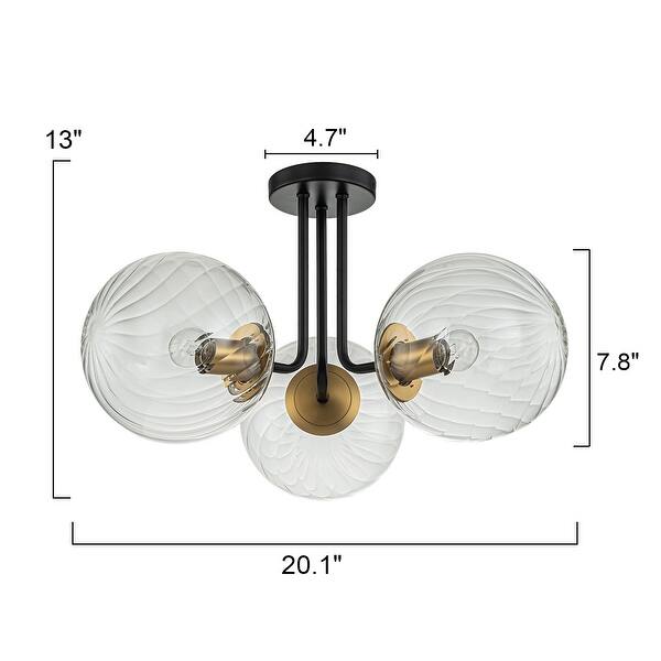3 - Light 22'' Modern Sputnik Globe Glass Semi Flush Mount Light - Bed ...