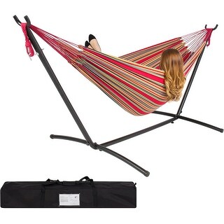 Double Hammock with Steel Stand and Carrying Bag, 2-Person Capacity ...