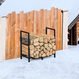 2ft Heavy Duty Logs Holder Stand for Fireplace Wood Storage, Black ...