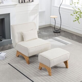 Armless chair Upholstered Reading Chair Single Sofa with Wooden Leg ...