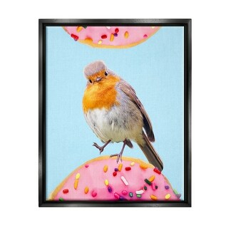 Stupell Bird Perched Sprinkled Donut Floater Canvas Wall Art by Ziwei ...