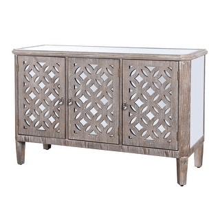 StyleCraft Driftwood Gray 3 Door Mirrored Filigree Cabinet - Bed Bath ...