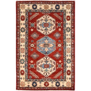Shahbanu Rugs Crimson Red Large Triple Medallion All Wool Densely Woven ...