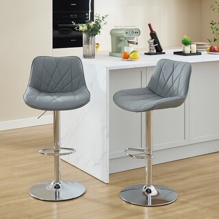 Swivel Counter Height PU Bar Stools Set of 2, Height Adjustable with ...