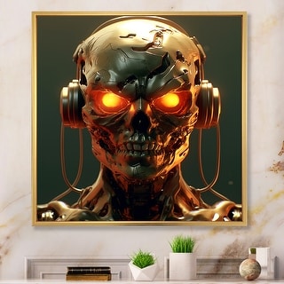 Designart "Robotic Demon I" Robot Framed Wall Art Living Room - Bed ...