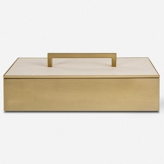 Rectangular Box with Lid and Handle - 14" - Brass Finish - Bed Bath ...