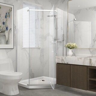 SL4U Frameless Neo Angle Corner Chrome Shower Enclosure - Bed Bath & Beyond - 39219560
