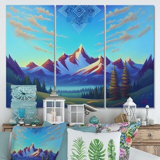 Designart "Mandala In The Sky Above The Valley" Landscape Mountains ...