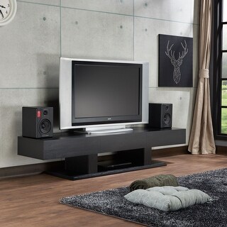 Contemporary TV Stand in Black Veneer with 3 Drawers and Open ...