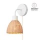 Briar 1-Light Matte White Plug-In or Hardwire Wall Sconce with Rattan ...