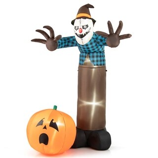 7 Feet Inflatable Decorated Halloween Scarecrow - 51.6” x 57.6” x 84 ...