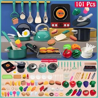 101 Pieces Plastic Kitchen Toys Sets with Variety of Cooking Utensils ...