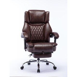 Brown Diamond PU Leather High Back 360° Swivel Recliner Office Chair ...