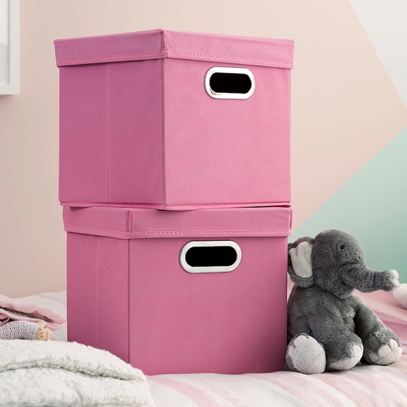 Household Essentials Pink Storage Cubes (Pack of 2) - Overstock - 14079502