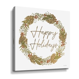 Happy Holidays Wreath Gallery Wrapped Canvas - Bed Bath & Beyond - 34494337