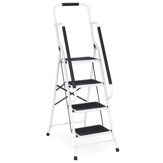 4 Step Folding Ladder with Hand Grip Non-Slip Safety Rails - Bed Bath ...