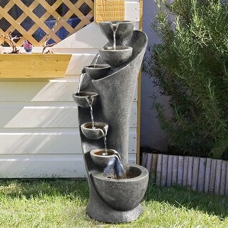 Outdoor Garden Fountain Waterfalls with 7-Floor Bowls Curved Design ...